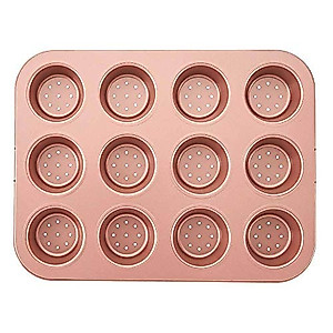 Wiltshire Rose Gold 12 Cup Mini Quiche and Pastry Pan, PFOA PTFE Free, Perforated Sheet Bakeware, Traybake Baking Tin, Non-Stick Coating, Robust Baking Tray, Rectangular, 35x26x2.8cm