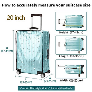 GigabitBest Suitcase Covers for Luggage – Clear PVC Suitcase Cover Protectors, Full-Thicken Transparent Waterproof Sleeve with Large Velcro for 19"-20" Wheeled Suitcases