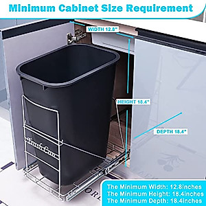 TERMATH Pull Out Trash Can Under Cabinet, Kitchen Adjustable Sliding Waste Bin Shelf, Roll Out Garbage Can Holder Frame, Trash Can Not Included