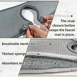 LOPNUR Faucet Mat for Kitchen Sink, 15”x 5” Kitchen Sink Splash Guard Behind Faucet, Sink Faucet Absorbing Mat for Kitchen & Bathroom, Washable Microfiber Faucet Splash Guard for Sink【Grey, 2 Pack】