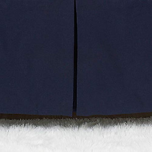 CaSaJa Mini Crib Skirt Pleated, Silk-Looking Soft Microfiber Baby Bed Skirt with Durable Platform for Mini and Portable Cribs 24" X 38", 12" Generous Drop Dust Ruffle, Machine Washable, Navy