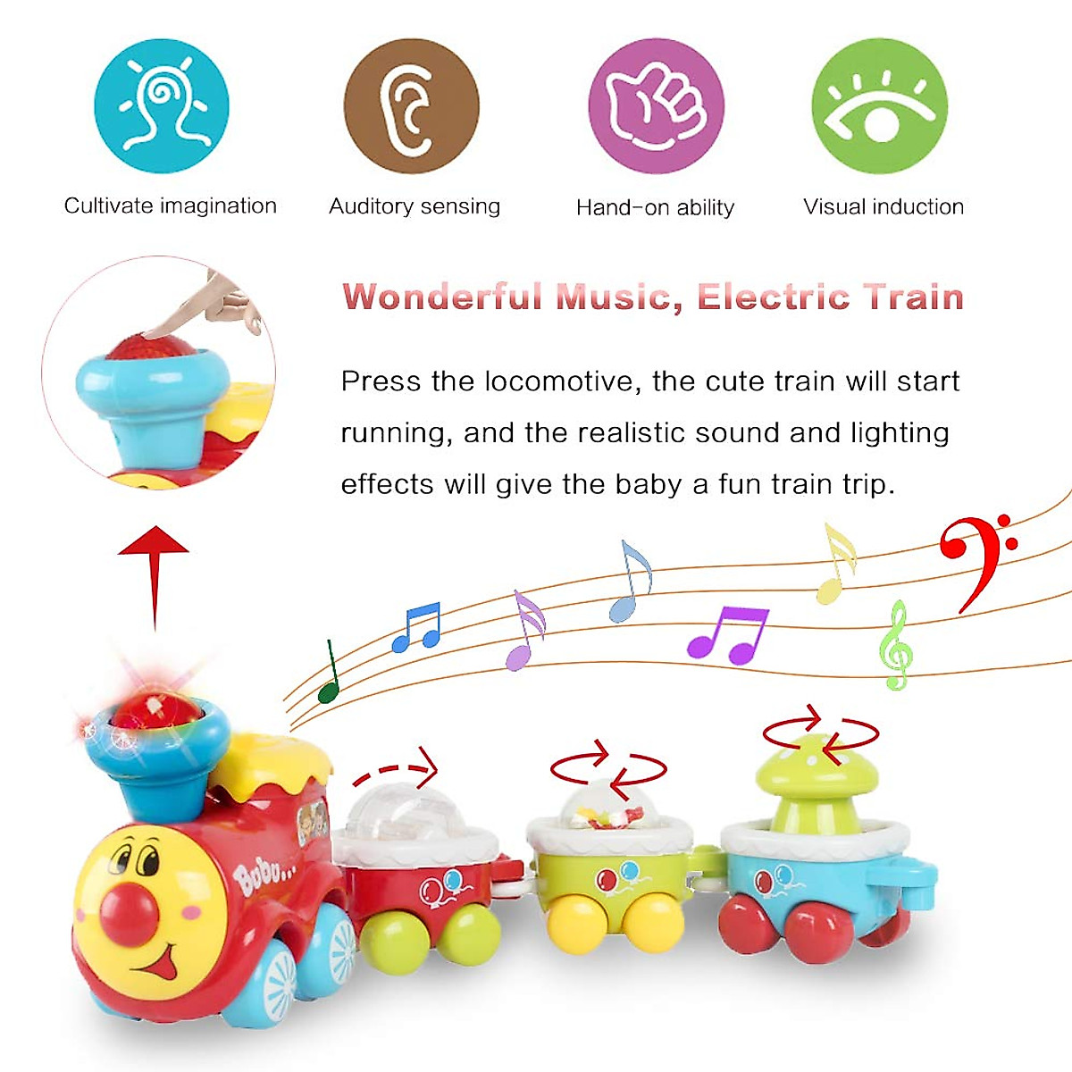 BAOLI Electric Train Toy,Railway Toy with Light & Music,Battery Operated Locomotive Train for 1 2 3 Year Old Kids Baby Toddler Boy Gifts,Early Educational Vehicle Toy