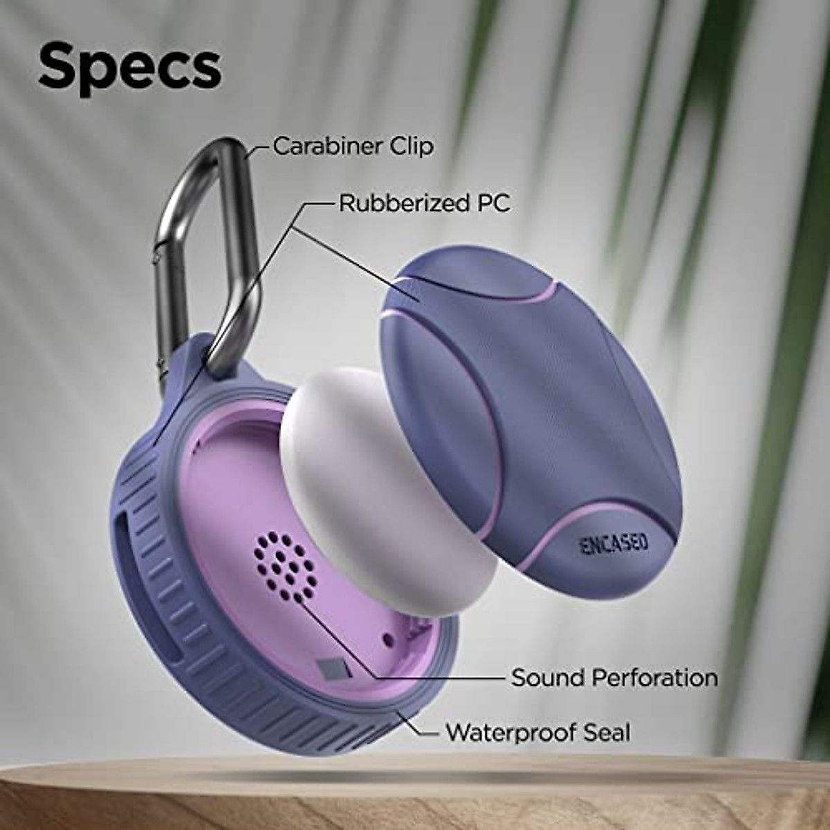 Encased Waterproof Airtag Case Compatible with Apple Airtag Keychain Holder Black Purple - 2 Pack