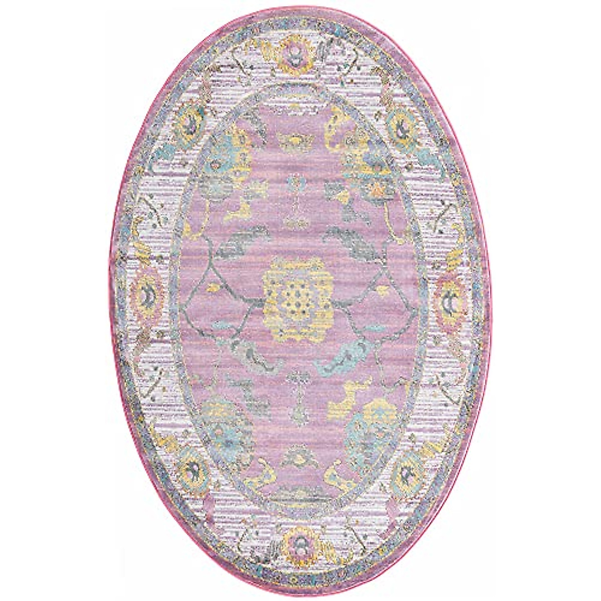 Rugs.com Paragon Collection Rug – 5' x 8' Oval Pink Medium-Pile Rug Perfect for Living Rooms, Large Dining Rooms, Open Floorplans
