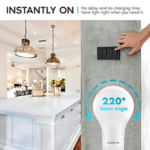 LUXRITE A19 LED GU24 Light Bulb, 60W Equivalent, 3000K Soft White, Enclosed Fixture Rated, 800 Lumens, Dimmable Twist Lock Light Bulbs, Damp Rated, UL Listed, GU24 Base (4 Pack)