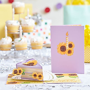 Lovepop Sunflower Birthday Cake Slice Pop Up Card – Sunflower Cards for Women – 3D Pop-Up Greeting Card, Birthday Card for Mom, 5 x 7”