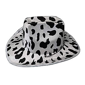 PrideAhead Cowboy Hat Fun Cow Print Hat – Unisex Black and White Cowboy Hat (1)