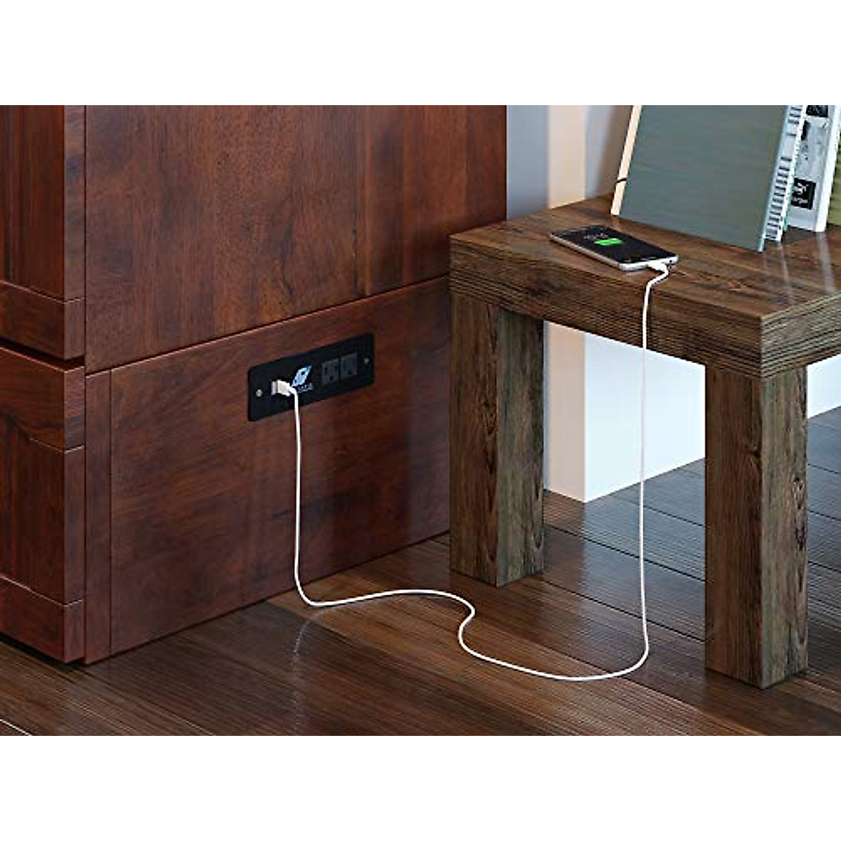 AFI Southampton Murphy Bed Chest with Charging Station, Twin XL, Walnut