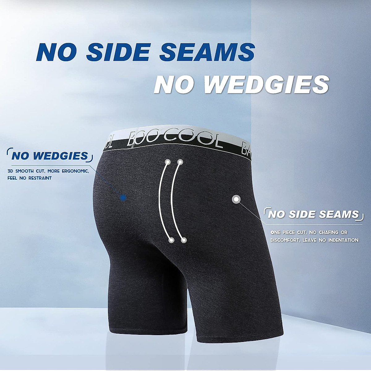 BAMBOO COOL Men’s Underwear Soft Breathable Boxer Briefs for Men Underwear