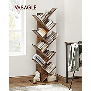 VASAGLE , 8-Tier Floor Standing Tree Bookshelf, with Shelves for Living Room, Home Office, Rustic Brown ULBC11BX