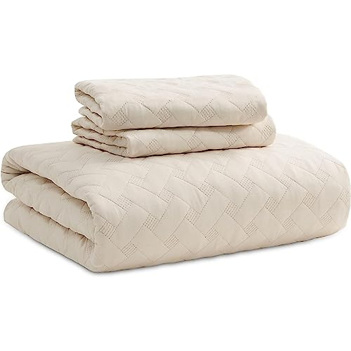 Bedsure Queen Quilt Bedding Set - Lightweight Summer Quilt Full/Queen - Beige Bedspreads Queen Size - Bedding Coverlets for All Seasons (Includes 1 Quilt, 2 Pillow Shams)