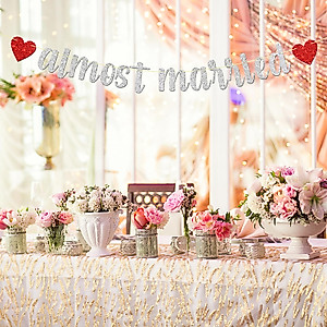 Silver Glitter Almost Married Banner - Wedding Rehearsal Decorations - Engagement/Bridal Shower Party Decoration Supplies