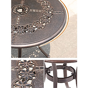 EESHHA Garden Bench 3 Pcs Cast Aluminum Set Garden Furniture Dining Table Chairs Antique Outdoor Seat Patio Seater (D) (C)