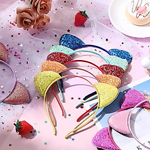 Janinka 30 Pcs Cat Ears Headband for Girls Glitter Sequin Cat Hairbands Shiny Kitty Headband Hair Metal Hoop Hair Accessories for Women Girls Daily Wearing Birthday Party Decoration