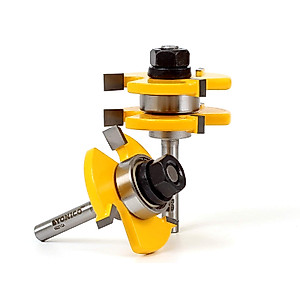 YONICO Tongue and Groove Router Bits Set Up to 3/4-Inch Stock 1/2" Cutting Depth 2 Bit Set 1/4-Inch Shank for Edge-to-Edge Hardwood Flooring, Paneling, Cabinet Door, Plywood Sheathing 15221q
