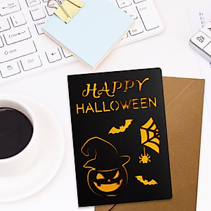 Fancy Land Halloween Cards Die Cut Design Happy Halloween Greeting Cards with Envelopes and Stickers Assortment 5” x 7”