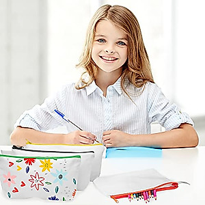 30Pcs Canvas Pencil Pouch Sublimation Blank Makeup Bags in Bulk Cosmetic Bag with Zipper Multi Purpose Blank DIY Craft Bag for Vinyl Projects Travel Toiletry Bag Christmas Gifts 9.8 x 5 x 2 Inch