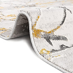 Rugs.com Finsbury Collection Rug – 5' 3 x 8' Yellow and Gray Medium Rug Perfect for Living Rooms, Large Dining Rooms, Open Floorplans