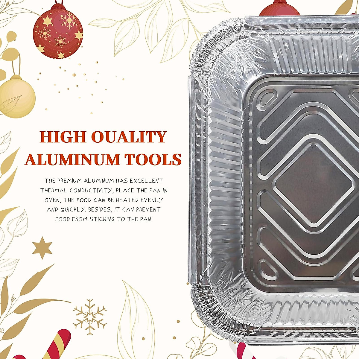 MorTime Christmas Aluminum Pans with Lids, 56 Pcs Disposable Foil Pans with Christmas Themed Cardboard Covers, Foil Food Containers Foil Baking Pan for Leftovers Holiday Treats