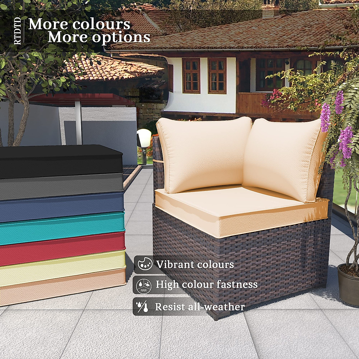 RTDTD Outdoor Patio Cushion Cover Replacement, Outdoor Cushion Slipcovers for Outdoor Furniture Patio Sofa Couch Outside Zipper Design w/5 Seat Cushion Covers and 6 Backrest Pillow Covers(Brown)