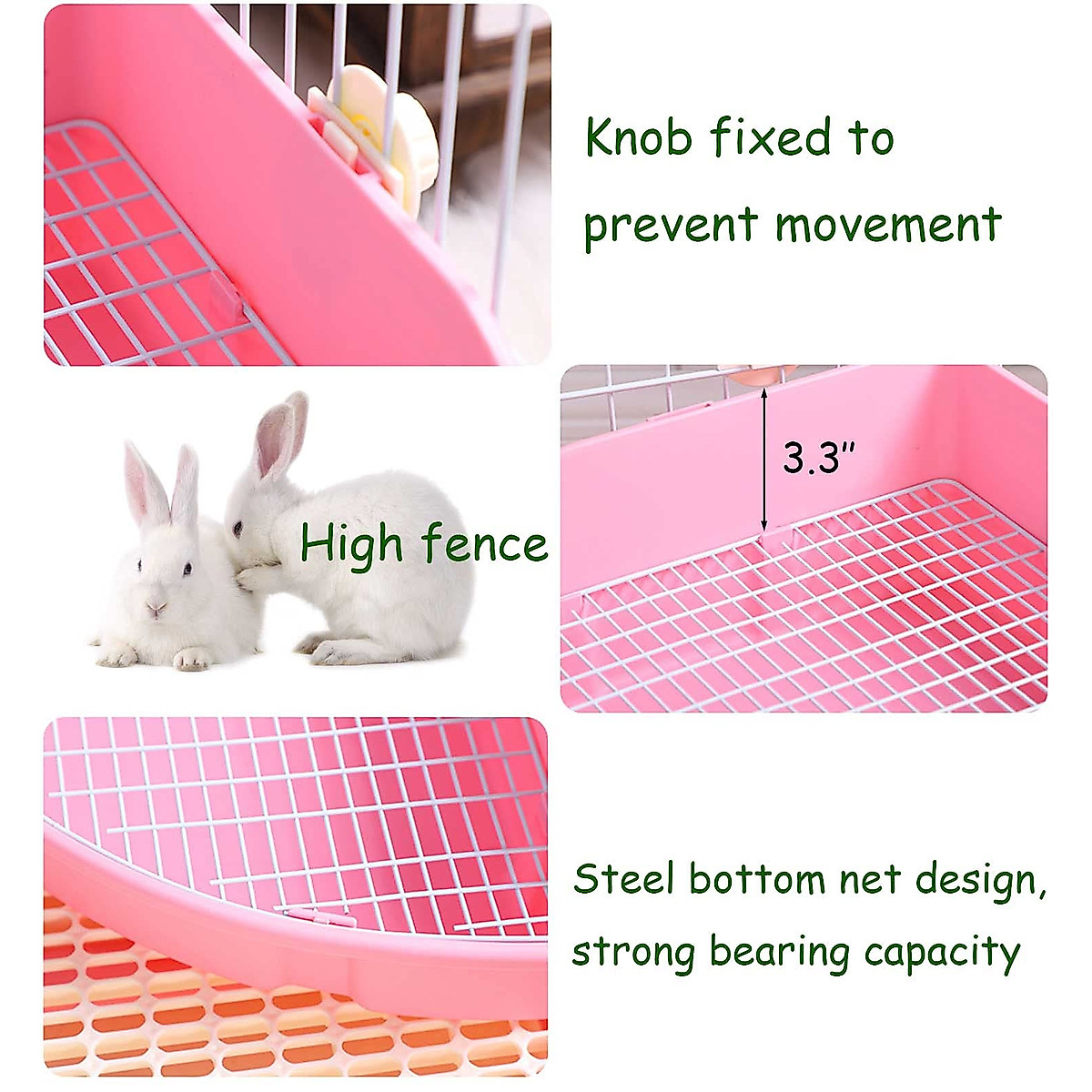 kathson Large Rabbit Litter Box Bunny Corner Toilet Box Potty Trainer Bigger Pet Pan Small Animal Cage Toilet Bedding Box Fanshaped for Adult Guinea Pigs Chinchilla Ferret Galesaur