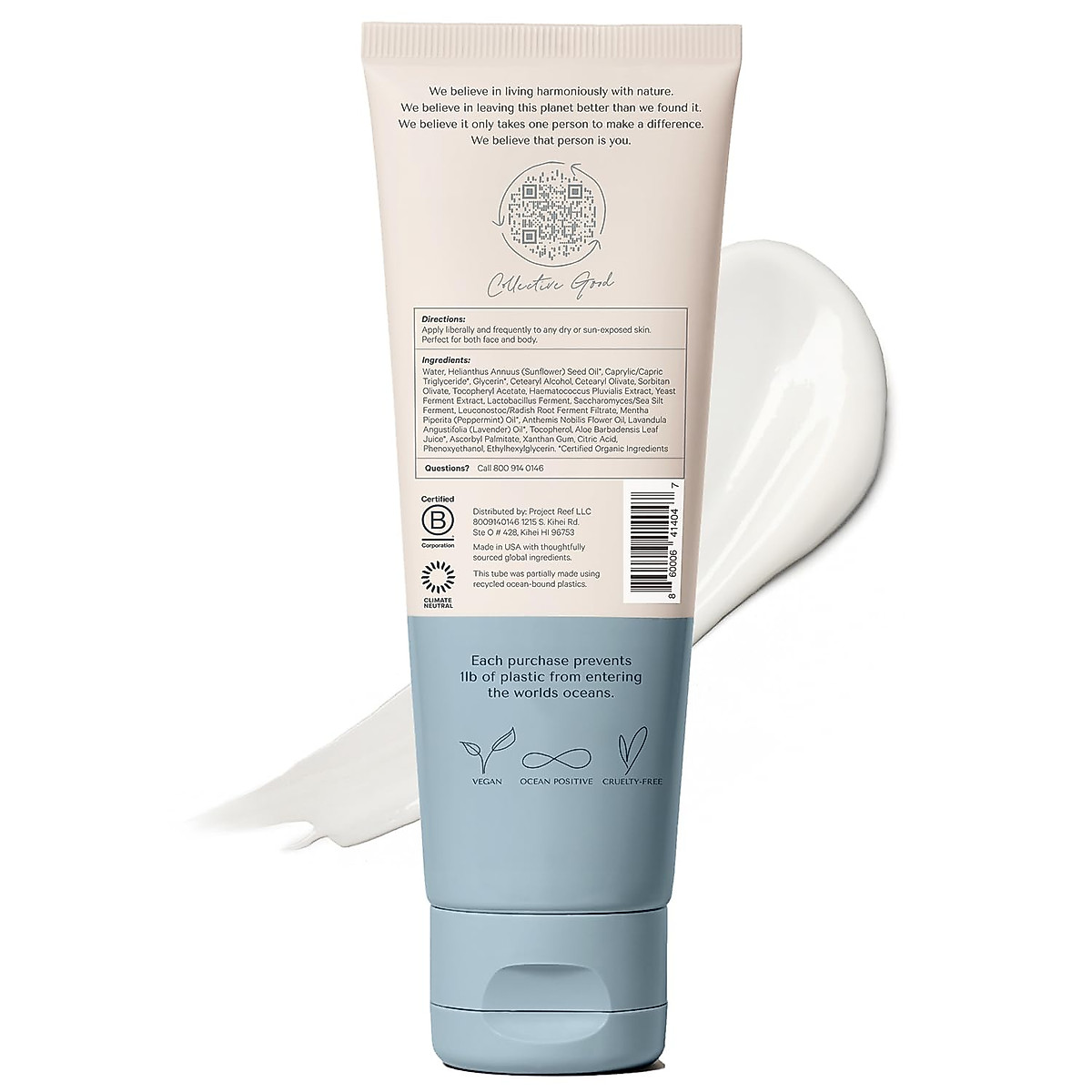 Project Reef After Sun Cooling Lotion w/Organic Aloe Vera, Peppermint, Shea Butter, Vitamin E - Natural Vegan Sunburn Relief, Aftersun Care