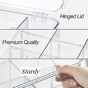 ZEXALOR Socks Underwear Drawer Organzier Dividers, 16 Compartment Removable Divided Plastic Storage Bin with Lid, Storage Organizer for Scarves Ties Bras, Clear Dresser Drawer Organizers