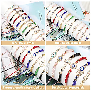 12 Pcs Evil Eye Bracelets Protection bracelet Mexican Bracelets Mal De Ojo Bracelets Evil Eye Jewelry Hamsa Bracelet Evil Eye Anklet Gold Evil Eye Bracelet for Women Girls Boys