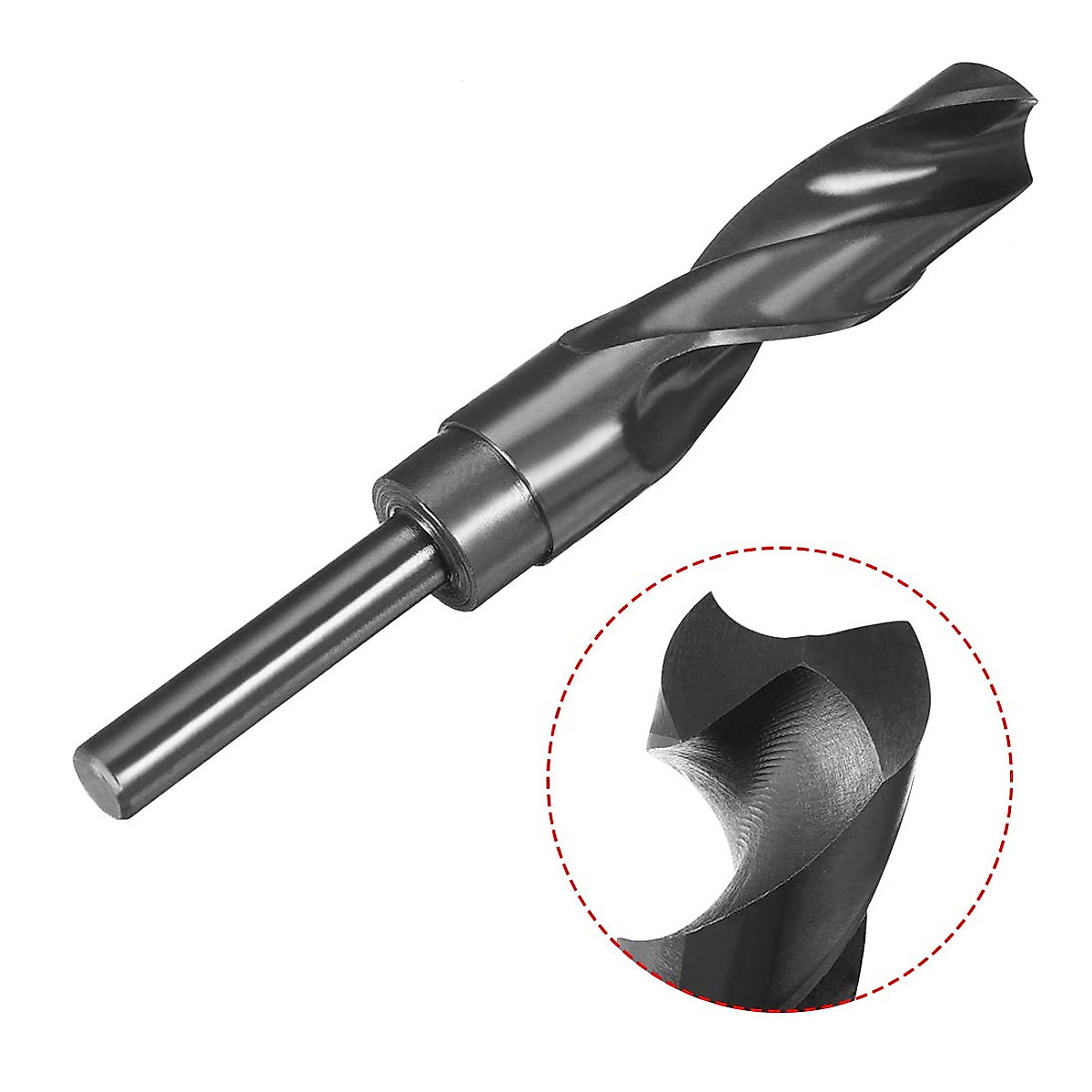 uxcell Reduced Shank Drill Bit 22mm Black Nitride Coated with 1/2 Inch Straight Shank, High Speed Steel HSS 9341 Twist Drill Bit for Stainless Steel Alloy Metal Plastic