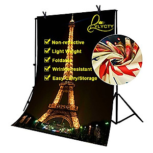 LYLYCTY 5×7ft Lights up The Night Paris Eiffel Tower Photography Backdrop Photo Studio Background Props wall-251
