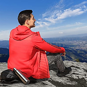 GOOFIT Insulated Thermos with Cup Outdoor Sports Stainless Steel Thermos Vacuum Sealed Coffee Bottle Travel Mug Thermos Flask BPA Free Keeps Cold 24H Hot 24H 27Oz Silver