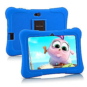 PRITOM 7 inch Kids Tablet, Quad Core Android 10, 32GB, WiFi, Bluetooth, Dual Camera, Educationl, Games,Parental Control, Kids Software Pre-Installed with Kids-Tablet Case (Dark Blue)