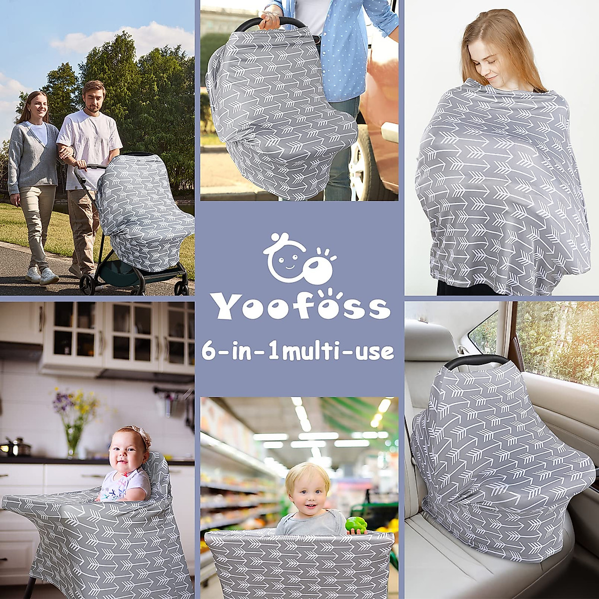 Yoofoss Nursing Cover Breastfeeding Scarf - Baby Car Seat Covers, Infant Stroller Cover, Carseat Canopy for Girls and Boys