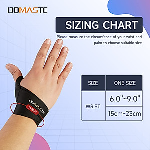 Domaste Ultra Thin Wrist Brace - Sport Slim Carpal Tunnel Support for Men and Women, Adjustable, Lightweight, Breathable and Skin Friendly (Black/Right/One Size)