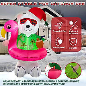 Kofero Christmas Inflatables Outdoor Decorations 6FT Hawaii Polar Bear Cute Blow up Xmas Decoration with Led Lighted Inflatable Yard Décor for Indoor Outside Holiday Party Garden Lawn