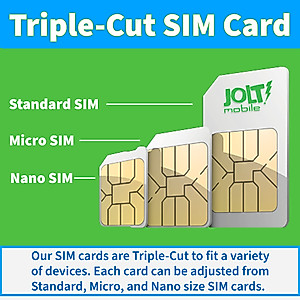 Jolt Mobile $7.50 Nationwide AT&T 5G 4G LTE Network – Wearable - Smart Watch SIM Card GPS Tracker SIM Card - 30 Day Service - Triple Cut SIM - Voice-Data - SMS No Contract