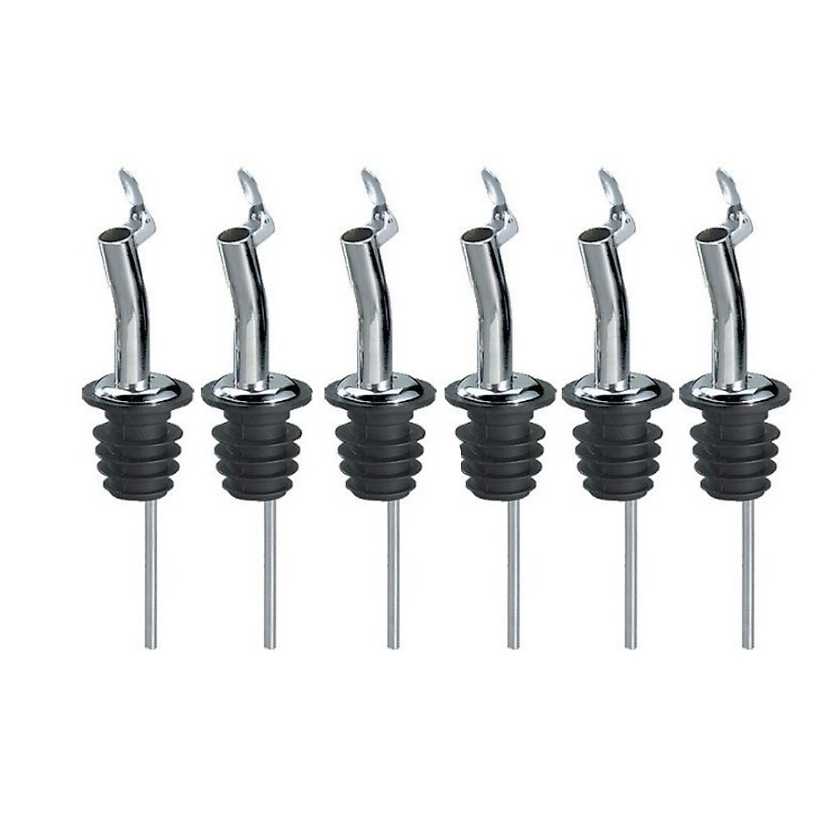 CHHR 12pcs Stainless Steel Classic Bottle Pourers Tapered Spout Flip-Top Metal Bottle Pourers Liquor Pour Bar Alcohol Drink Supplies (12)
