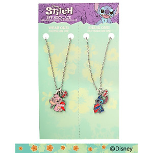 Disney Lilo & Stitch BFF Necklace Set of 2 16"+3" Official License, Best Friends Necklaces with Angel & Stitch Pendant