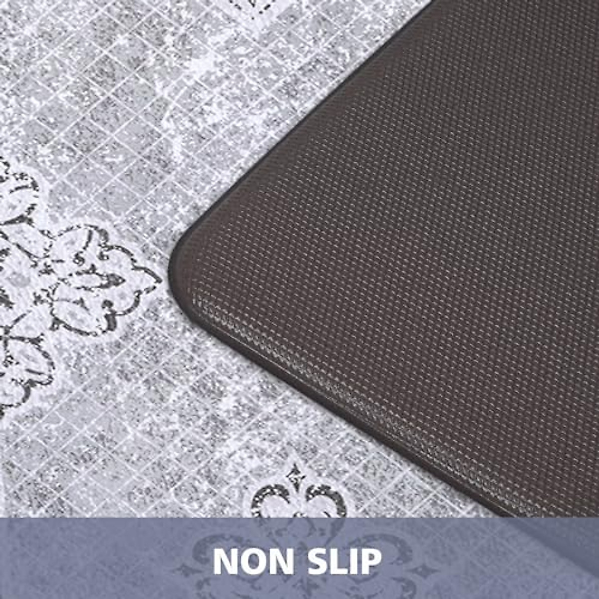 ASPMIZ 3 Pieces Kitchen Mats Cushioned Anti Fatigue, Waterproof PVC Runner Rug Kitchen Memory Foam Rugs Non Slip Kitchen Mats for Floor, Alfombras para Cocina, 18'' x 30'' + 18'' x 48'' + 18'' x 60''