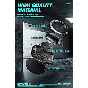 SUPCASE Cell Phone Ring Holder, 360° Rotation & 180° Flip Universal Phone Ring Stand with Metal Phone Grip Compatible for Magnetic Car Mount (Black)