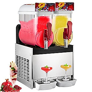 VBENLEM 110V Commercial Slushy Machine 30L Double Tank 700W Stainless Steel Margarita Frozen Drink With Powerful Compressor Efficient Cooling Perfect for Supermarkets Cafes Restaurants Bars