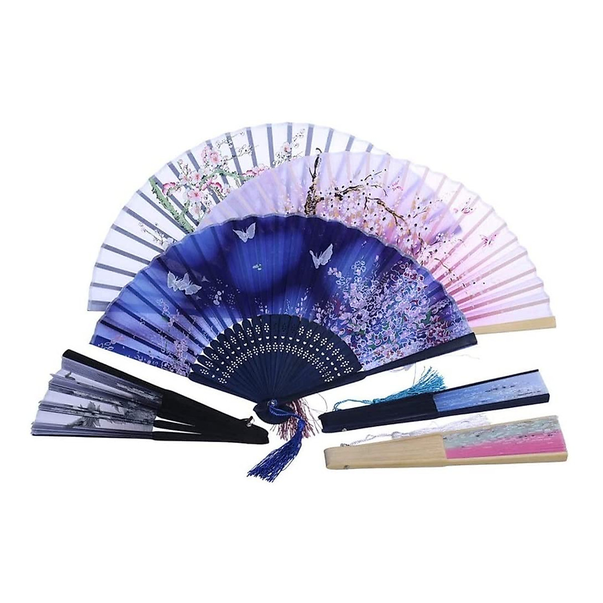 ZAEGO Chinese Fan Folding Hand Fan Chinese Style Dance Wedding Party Lace Silk Folding Hand Held Flower Fan Handheld Folding Fan Japanese Fan (Color : F, Size : 21 * 55cm)