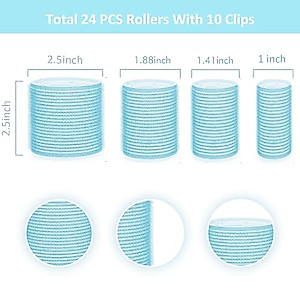 Jumbo Rollers Set for Long Hair - No Heat Heatless Curls With Clips & Comb, 24 Packs (Blue)