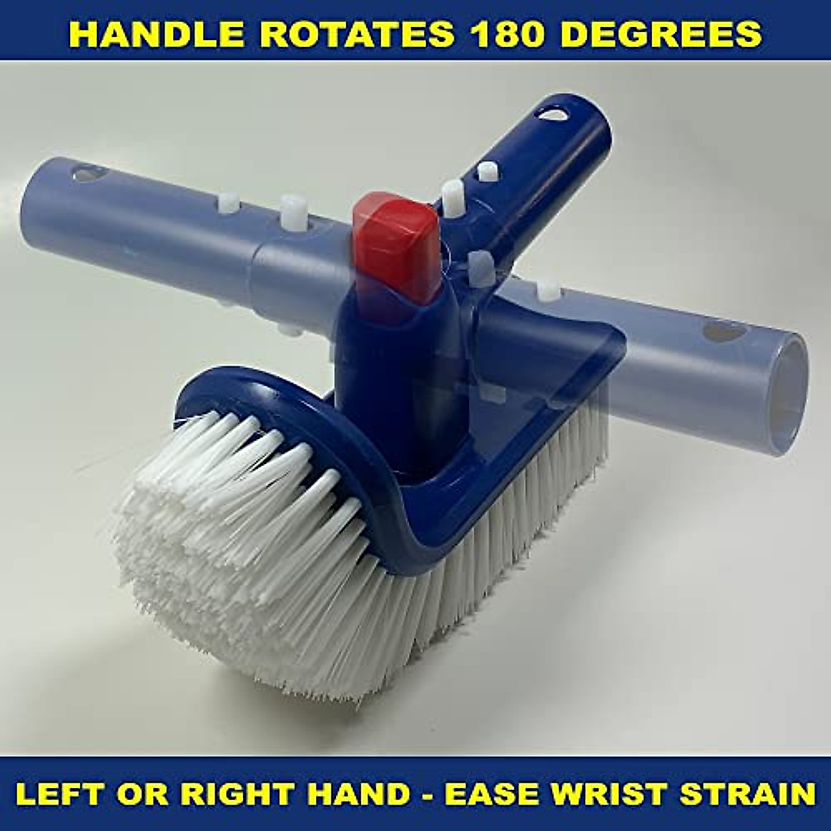 Pool Brush with Rotatable Handle Pool Brush Head, Premium Nylon Bristles Pool Brushes for Cleaning Pool Walls, Spas, Bathrooms, Floor, Kitchen Area. Easily Attaches to Extension Pole for extended use.
