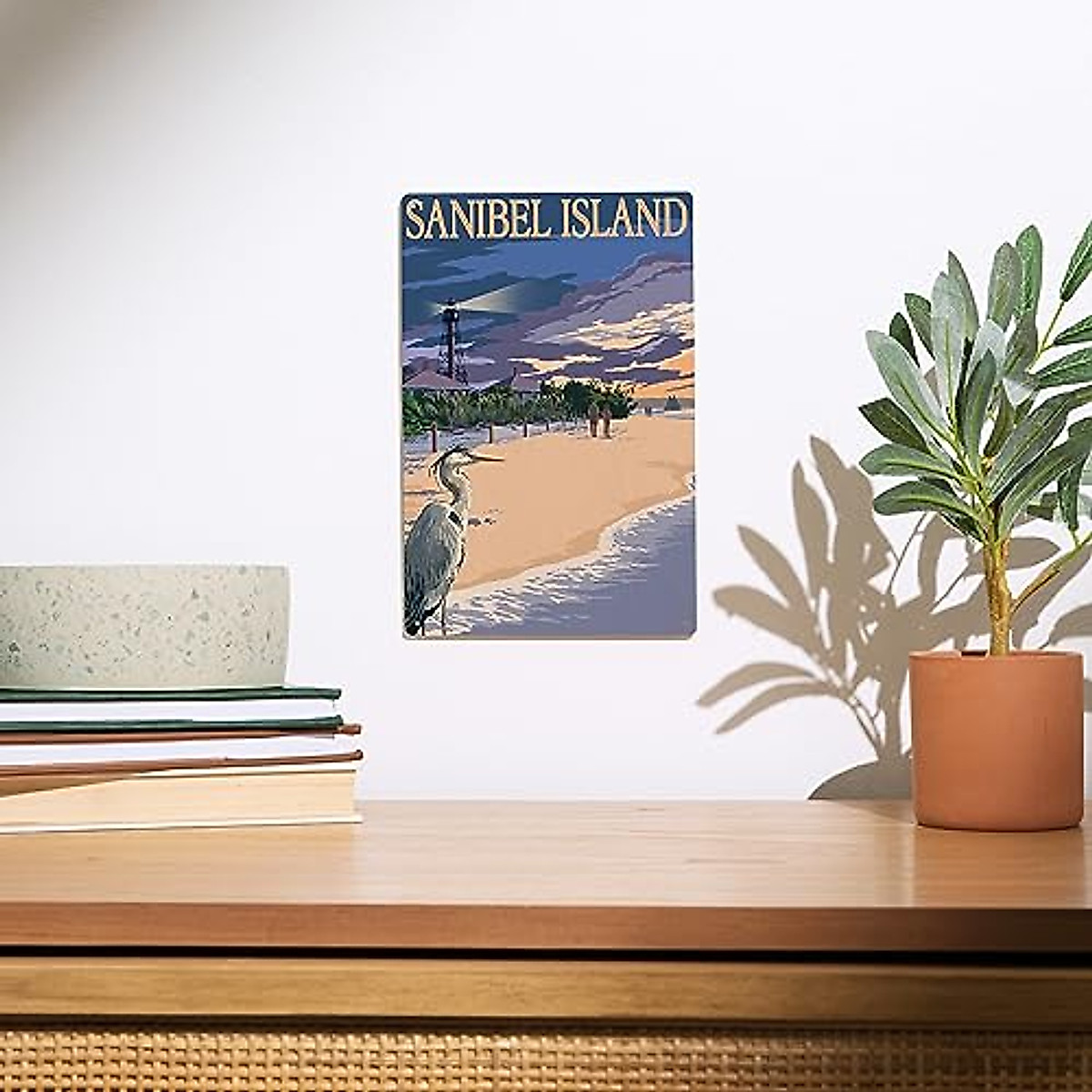 Lantern Press 6x9 Inch Wood Sign, Ready to Hang Wall Decor, Sanibel Island, Florida, Lighthouse