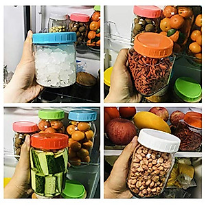 24 Pack Canning Lids Regular Mouth - Plastic Mason Jar Lids with Silicone Seals Rings Fits Ball/Kerr Jars, Leak-Proof & Anti-Scratch Resistant Surface, 8 Colors