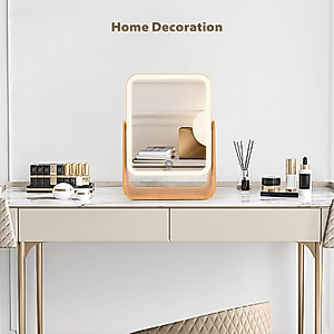 Canyfne Lighted Makeup Mirror, 360°Rotation Makeup Mirror, Double Sided 1x/2x Magnifying with Touch Screen Adjustable Brightness LED Light, Portable Tabletop Mirror for Make Up, Rechargeable Mirror