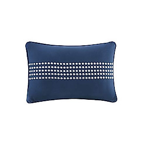 Madison Park Essentials Merritt Reversible Daybed Cover-Fretwork Print, Diamond Quilting All Season Cozy Bedding with Bedskirt, Matching Shams, Decorative Pillow, 75"x39", Navy 6 Piece