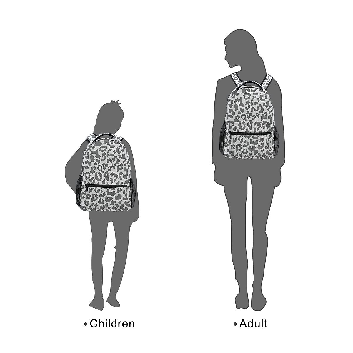 Nerxy Snow Leopard Backpack for School - Cheetah Spots School Backpack White White Grey Animal Skin School Bag Laptop Book Bag Fits 14 Inch Laptop Rucksack Daypack