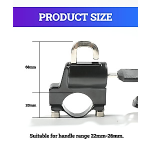 Zlirfy Motorcycle Helmet Lock - Anti-Theft Security Lock with 2 Keys, Aluminum Alloy 22mm-26mm, Tamper-Proof for Motorbike, Scooter, Street Bike